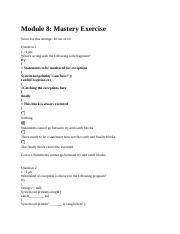 Module Mastery Exercise Docx Module Mastery Exercise Score For This Attempt Out Of