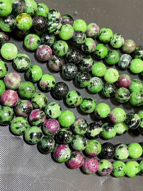 Aaa Natural Ruby Zolsite Stone Bead 6mm 8mm Round Bead Etsy