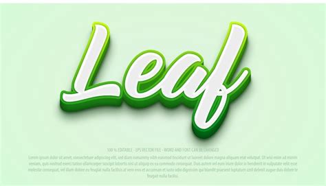 Leaf Editable Text Effect Premium Vector