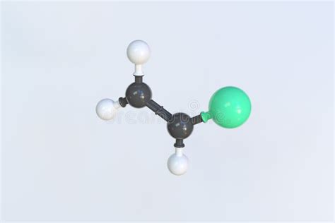 Vinyl Fluoride Molecule Made With Balls Isolated Molecular Model 3d Rendering Stock