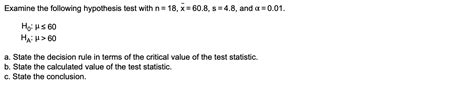 Solved Examine The Following Hypothesis Test With Chegg