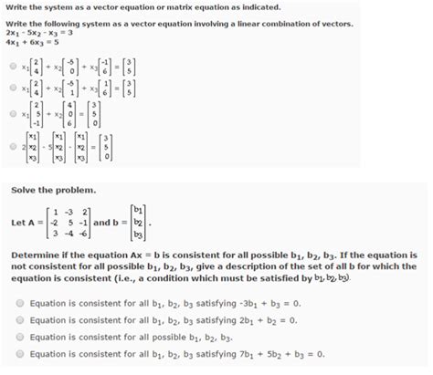 Solved Write The System As A Vector Equation Or Matrix