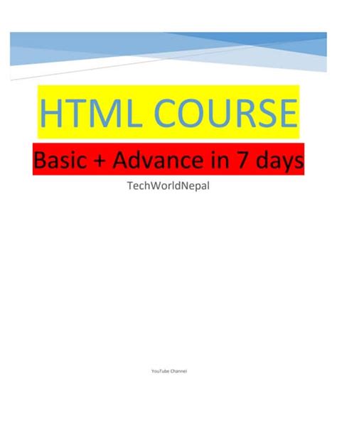 Pdf Learn Htmlhtmlcoursebasicadvancefor7days Pdf Web Design And Html Internet