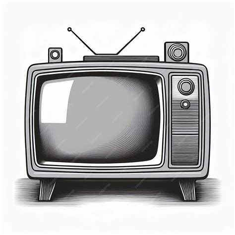 A Black And White Drawing Of A Tv With A Picture Of A Tv On It