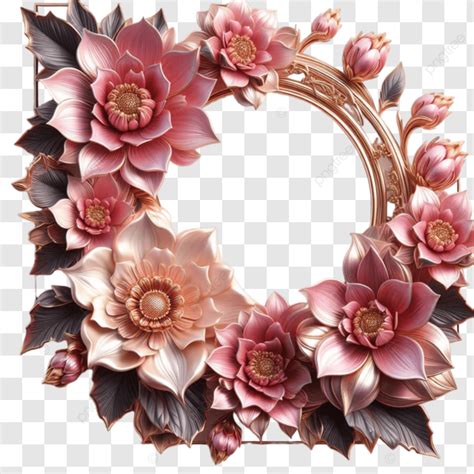 흰색 배경에 벡터로 묘사된 중앙 프레임에 있는 분홍색 꽃의 화환 분홍색 꽃의 화환 흰색 배경에 벡터로 묘사됨 중앙에 핑크색 꽃 화환 Png 일러스트 및 이미지 에 대한