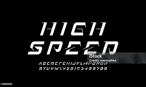 기술 미래 글꼴 디지털 사이버 알파벳 A에서 Z까지의 기울임 꼴 흰색 글자 및 인터페이스 디자인을위한 0에서 9까지의 숫자 벡터 일러스트 레이 션 10eps 기울어진에 대한