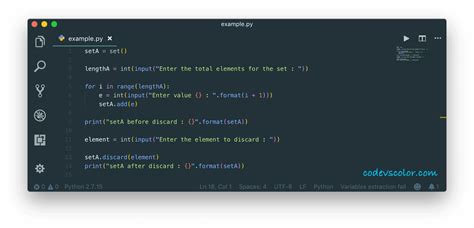 Python Set Discard Method Explanation With An Example Codevscolor