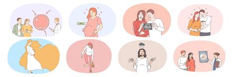 임신 개념 평면 디자인 일러스트 레이션 프리미엄 벡터