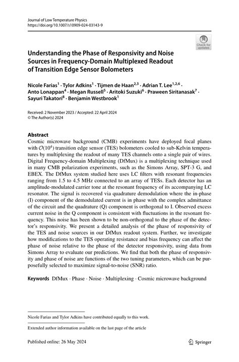 Pdf Understanding The Phase Of Responsivity And Noise Sources In