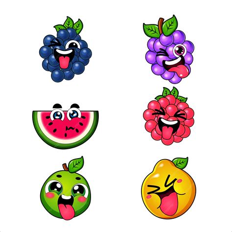 Y De Personajes De Frutas Lindas Expresiones ácidas Vector Premium