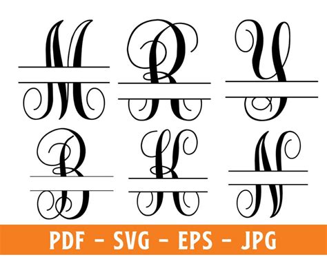 Split Monogram Svg Split Monogram Frame Alphabet Digital Download Bestdesignbundle