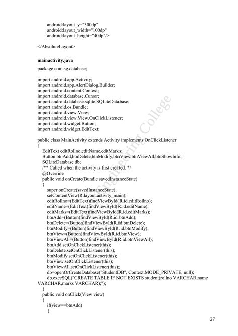 Cs6611 Mobile Application Development Lab Manual 2018 19 Pdf