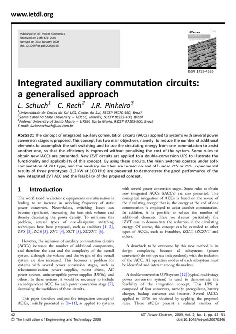 Pdf Integrated Auxiliary Commutation Circuits A Generalised Approach