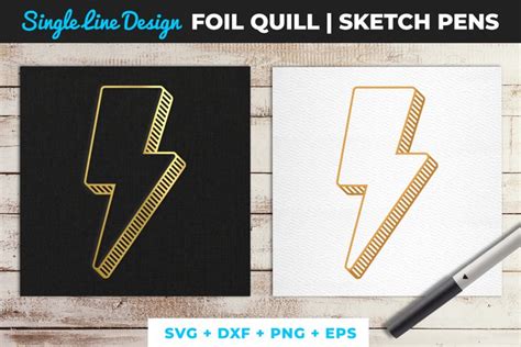 Dimensional Lightning Bolt Single Line Svg Pens And Foil Quill