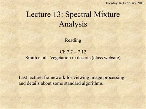 Ppt Lecture 13 Spectral Mixture Analysis Powerpoint Presentation Free Download Id6735948