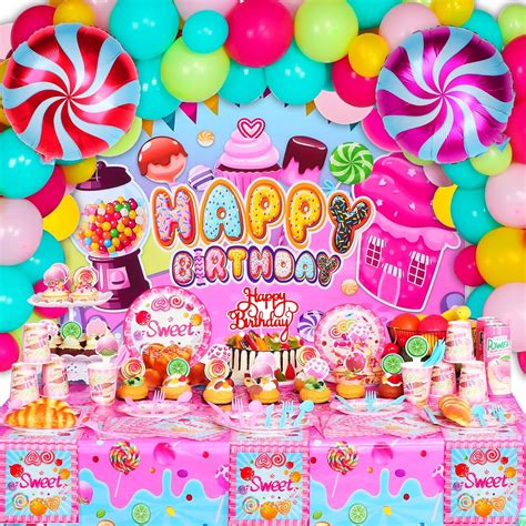 Hjingy 206 Pcs Candyland Party Decorations Candy Land