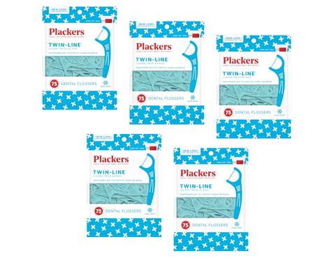Plackers Twin Line Dental Flossers Cool Mint Flavor 75 Count Pack Of