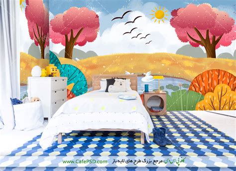 فایل Psd کاغذ دیواری اتاق کودک کافه پی اس دی