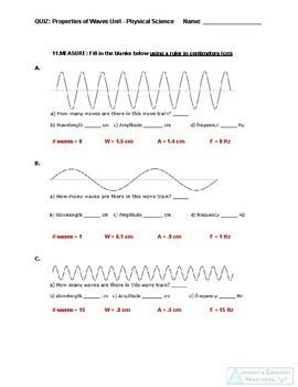 Quiz Properties Of Waves Unit Physical Science Answer Key Included