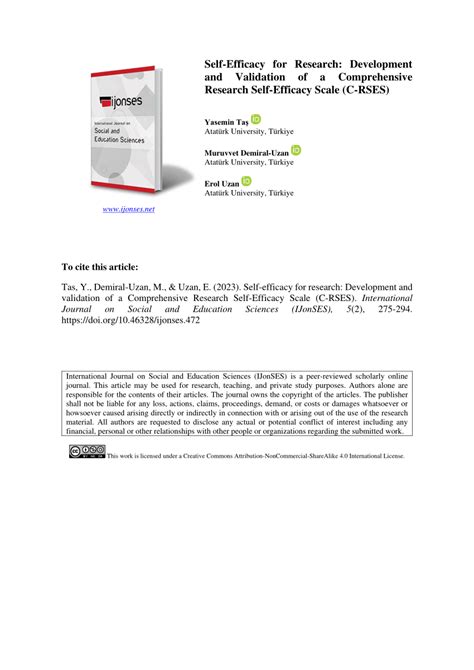 Pdf Self Efficacy For Research Development And Validation Of A Comprehensive Research Self