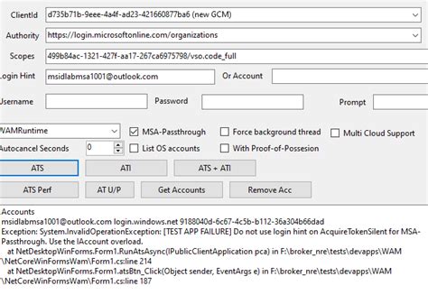 [bug] nullreferenceexception using preview broker with msa account and msa pt enabled for ats