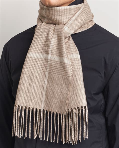 Canali Herringbone Wool Scarf Light Grey At