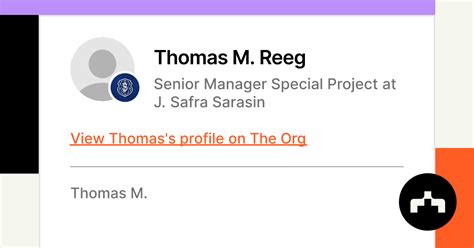 Thomas M Reeg Senior Manager Special Project At J Safra Sarasin