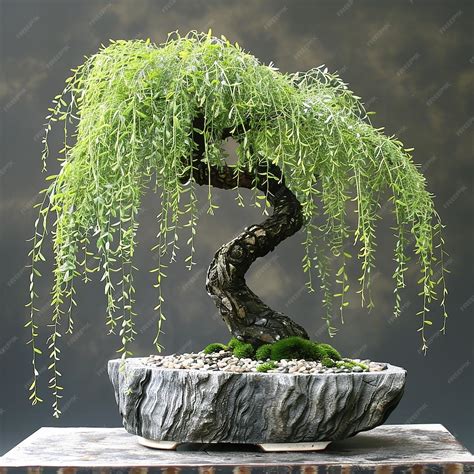 Weeping Willow Bonsai Tree Elegant Indoor Bonsai Plant Premium Ai