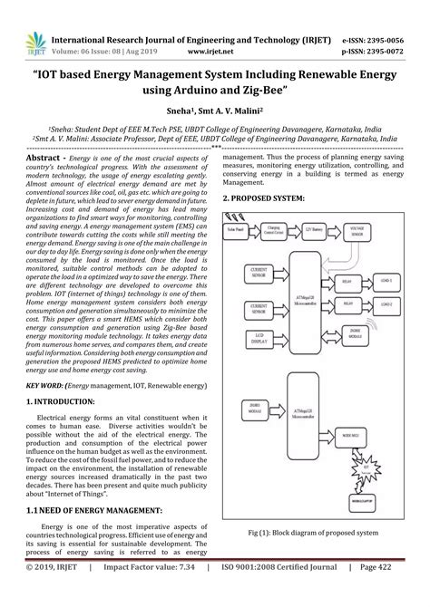 Irjet Iot Based Energy Management System Including Renewable Energy Using Arduino And Zig Bee