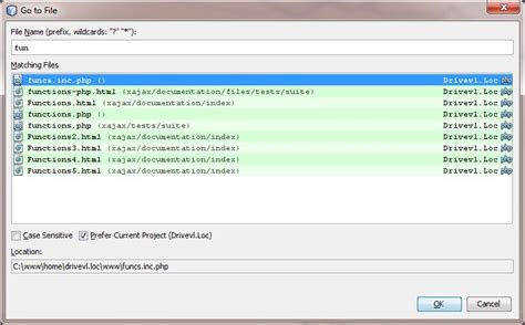 netbeans aptana files search stack overflow