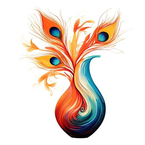 Premium Ai Image Orange Vase With Peacocks Feather