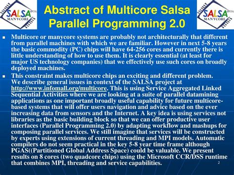Ppt Multicore Salsa Parallel Programming 20 Powerpoint Presentation Id830038