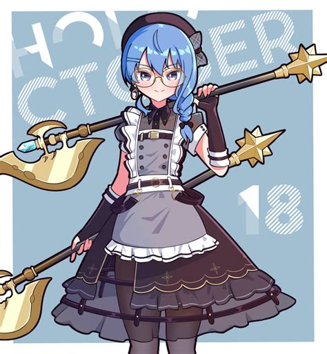 Shutowl Hoshimachi Suisei Hoshimachi Suisei Maid Hololive Absurdres Commentary English