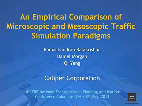 Ppt An Empirical Comparison Of Microscopic And Mesoscopic Traffic Simulation Paradigms