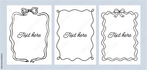Set Bow Frames Template With Space For Text Hand Drawn Black Frames