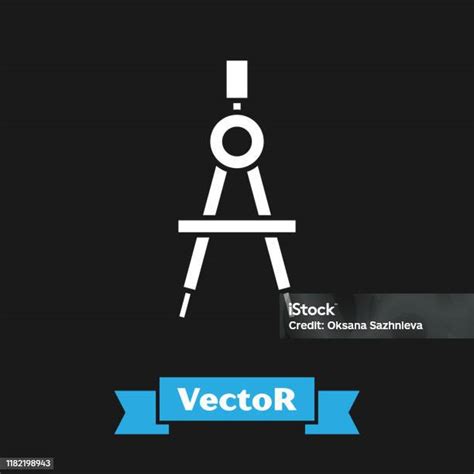 검은 색 배경에 격리 된 흰색 그리기 나침반 아이콘입니다 나침반 기호입니다 그리기 및 교육 도구 기하학적 악기 벡터
