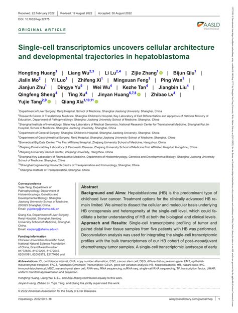 Pdf Single‐cell Transcriptomics Uncovers Cellular Architecture And