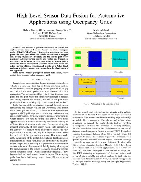 Pdf High Level Sensor Data Fusion For Automotive Applications Using