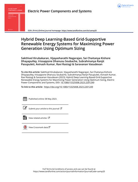 Pdf Hybrid Deep Learning Based Grid Supportive Renewable Energy Systems For Maximizing Power