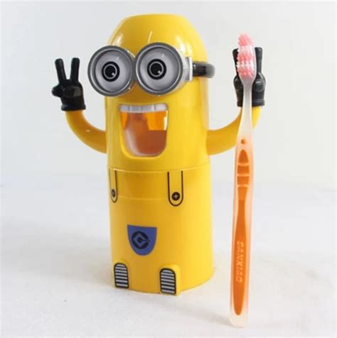 ДОЗАТОР ЗУБНОЇ ПАСТИ ДИТЯЧИЙ З ПІДСТАВКОЮ ДЛЯ ДВОХ ЗУБНИХ ЩІТОК МІНЬЙОН фото відгуки