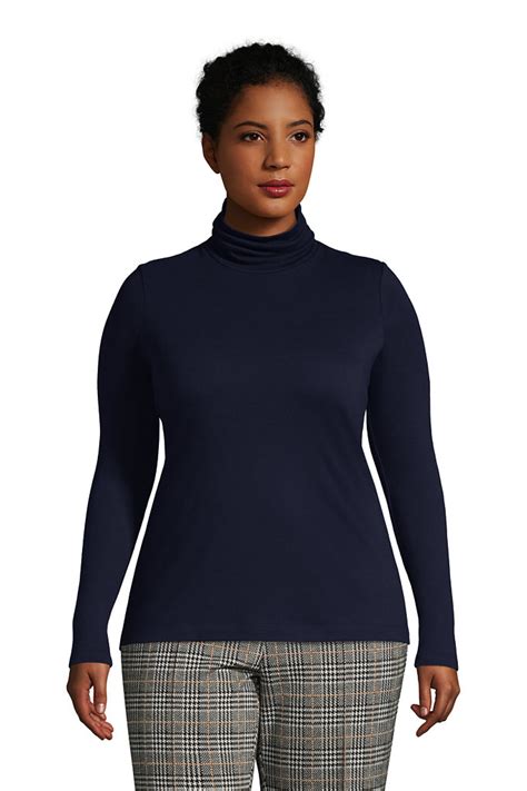 Lands Endwomens Shaped Supima Cotton Plus Size Turtleneck Lands End Blue 2x Dailymail