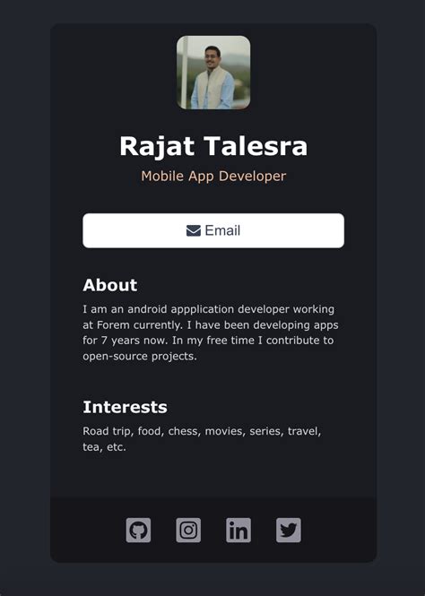 Github Rt React Digital Business Card