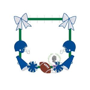 Football Cheer Frame Embroidery Design Pom Pom Football Frame Design