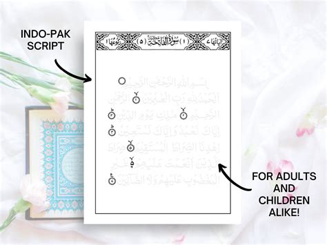 Surah Al Fatihah Traceable Quran Printable Indo Pak Script Quran