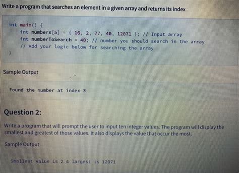 Solved Write A Program That Searches An Element In A Given