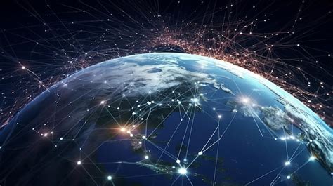 Premium Ai Image Global Network Connection Over Planet Earth