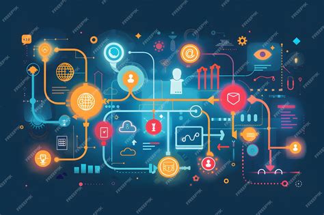 Digital Transformation Roadmap Illustration Infographic Of Line Integrated On Blue Background