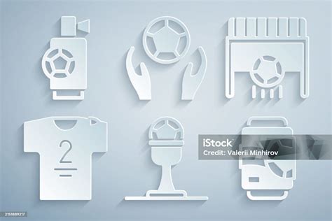 세트 어워드 컵과 축구 공 축구 골 저지 티셔츠 맥주 캔 축구 및 에어 혼 아이콘 벡터 3차원 형태에 대한 스톡 벡터 아트 및 기타 이미지 Istock