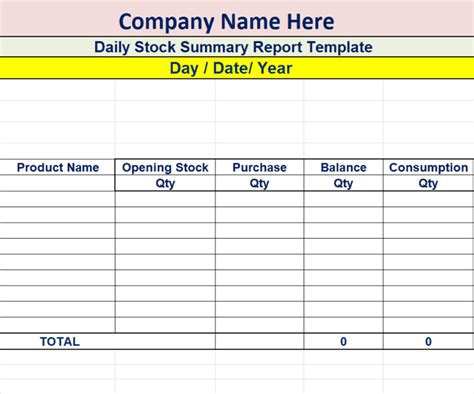 28 Editable Stock Report Templates In Excel