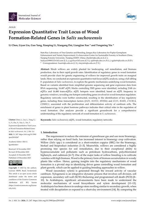 PDF Expression Quantitative Trait Locus Of Wood Formation Related
